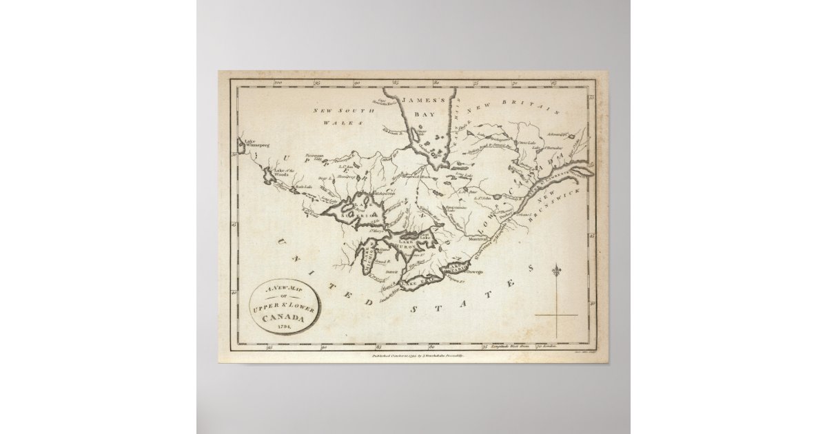 New Map of Upper & Lower Canada Poster | Zazzle