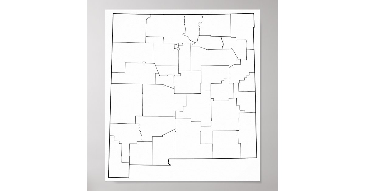 New Mexico Counties Blank Outline Map Poster | Zazzle