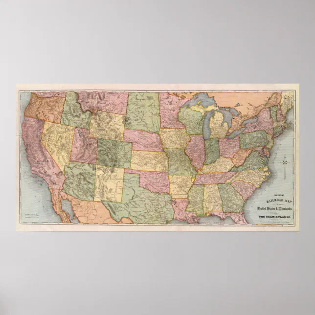 New Railroad Map of the United States Poster | Zazzle