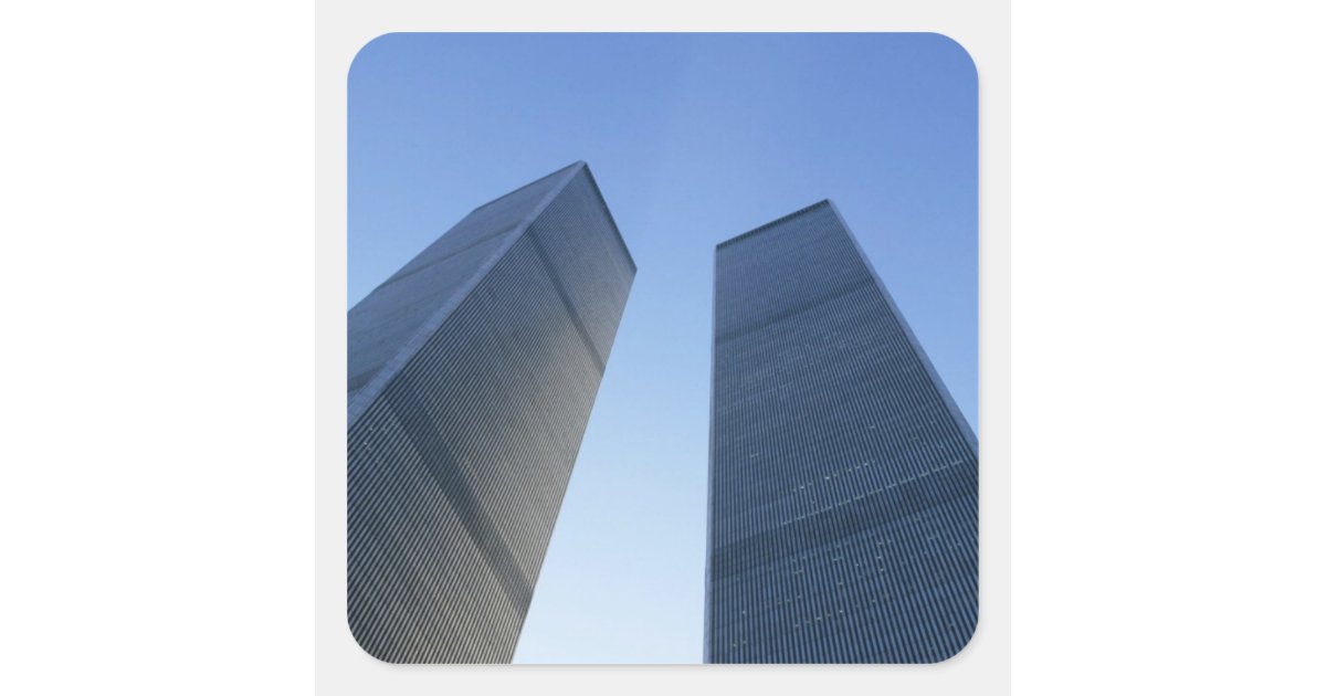 New York, USA. View up at twin towers of the Square Sticker | Zazzle