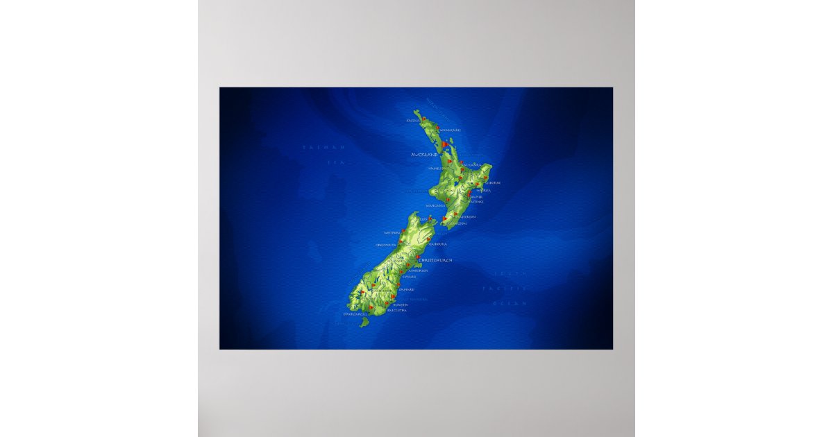 New Zealand Map Poster | Zazzle
