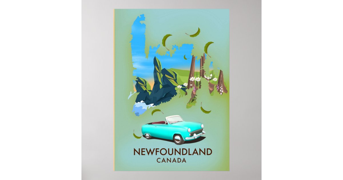 newfoundland Canada map travel Poster | Zazzle
