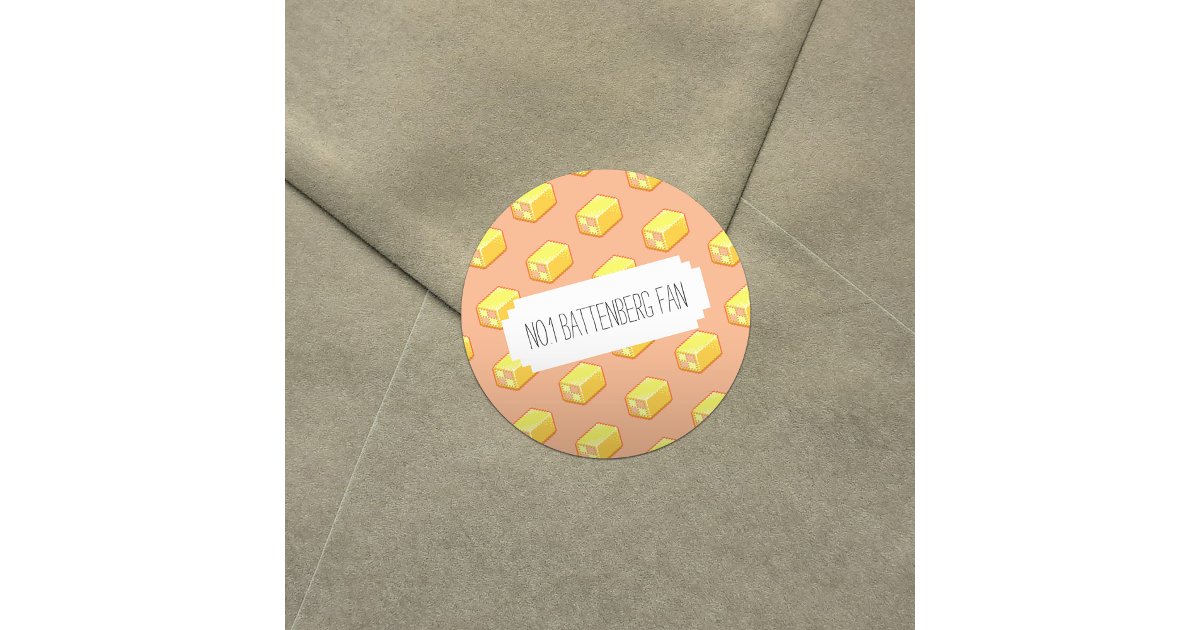 No.1 Battenberg Fan Pink & Yellow Cake Classic Round Sticker | Zazzle