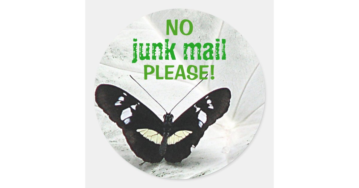 NO, junk mail, PLEASE! Classic Round Sticker | Zazzle