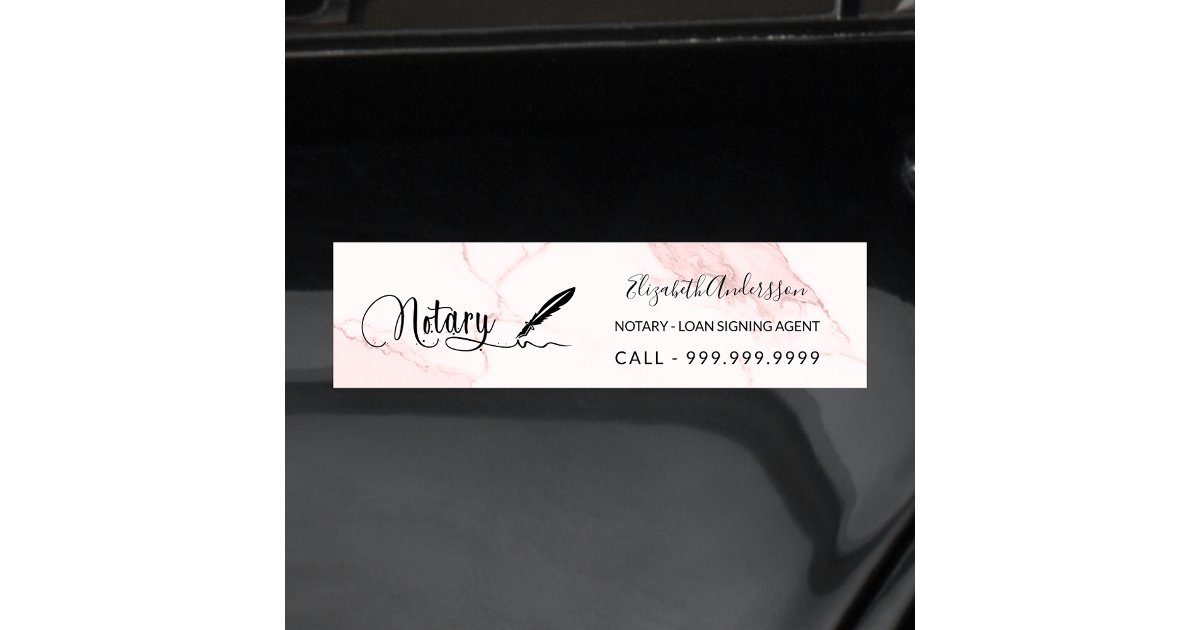 Notary loan signing agent blush pink marble bumper sticker | Zazzle