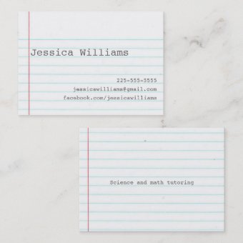 Notebook Paper Business Card | Zazzle