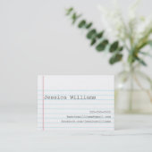 Notebook Paper Business Card | Zazzle