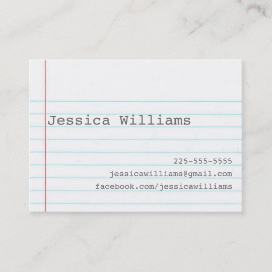 Notebook Paper Business Card | Zazzle.ca
