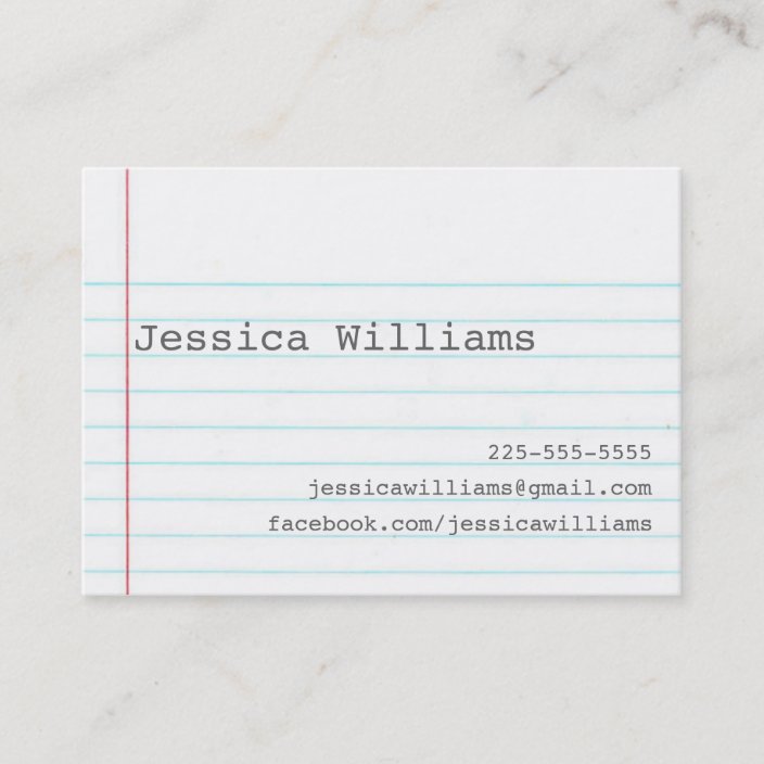 Notebook Paper Business Card | Zazzle.ca