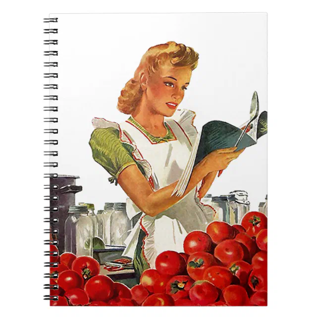 Notebook Vintage Retro Lady Home Canning Recipes | Zazzle