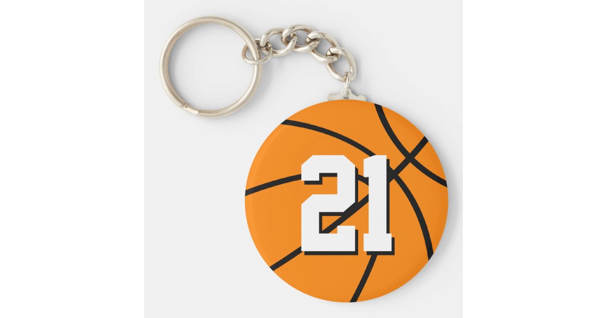 Number 21 basketball keychain | Customizable | Zazzle