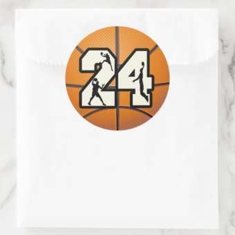 Number 24 Basketball Classic Round Sticker | Zazzle