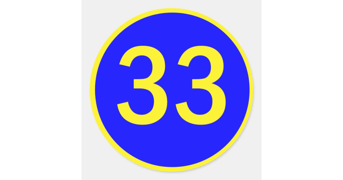 number 33 in a circle classic round sticker | Zazzle