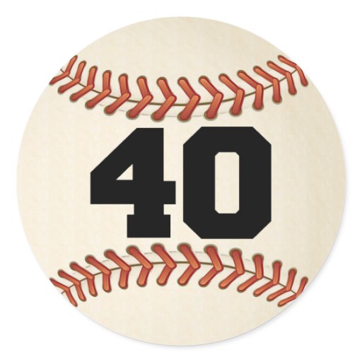 Number 40 Baseball Round Sticker | Zazzle