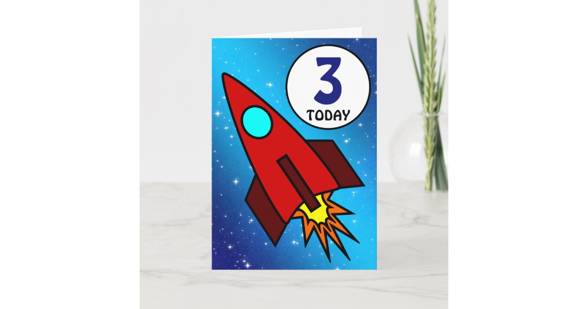 Numbered Birthday Rocket Ship Card | Zazzle
