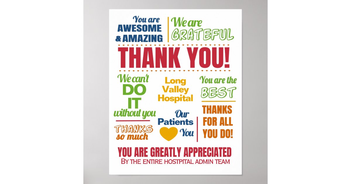 Nurse Hospital Staff Appreciation Business Poster | Zazzle