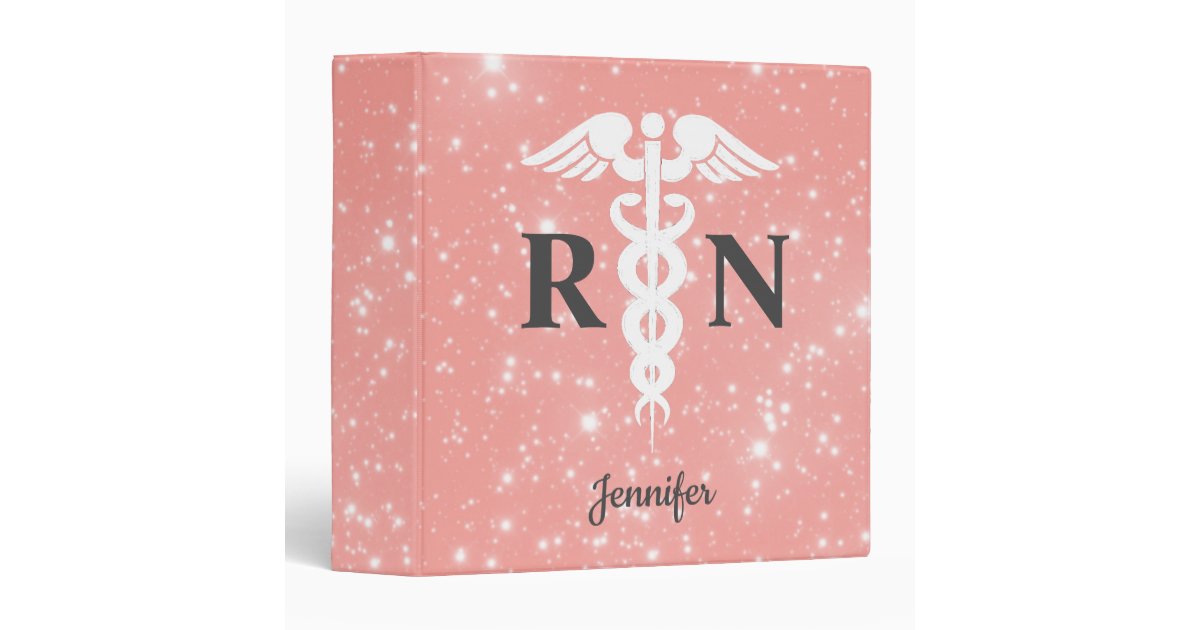 Nurse RN Caduceus Medical Pink Personalized Watch Binder | Zazzle