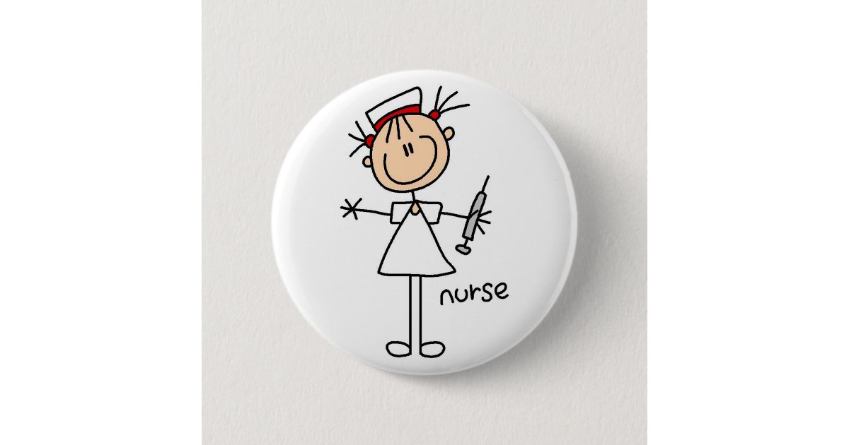 Nurse Stick Figure Button | Zazzle