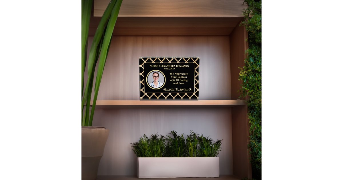 Nurse Thank You Appreciation Gold Personalize Photo Block | Zazzle