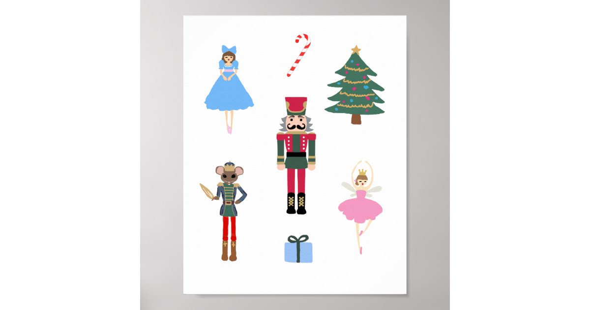 Nutcracker Ballet Illustration Snowflake Painting Poster | Zazzle