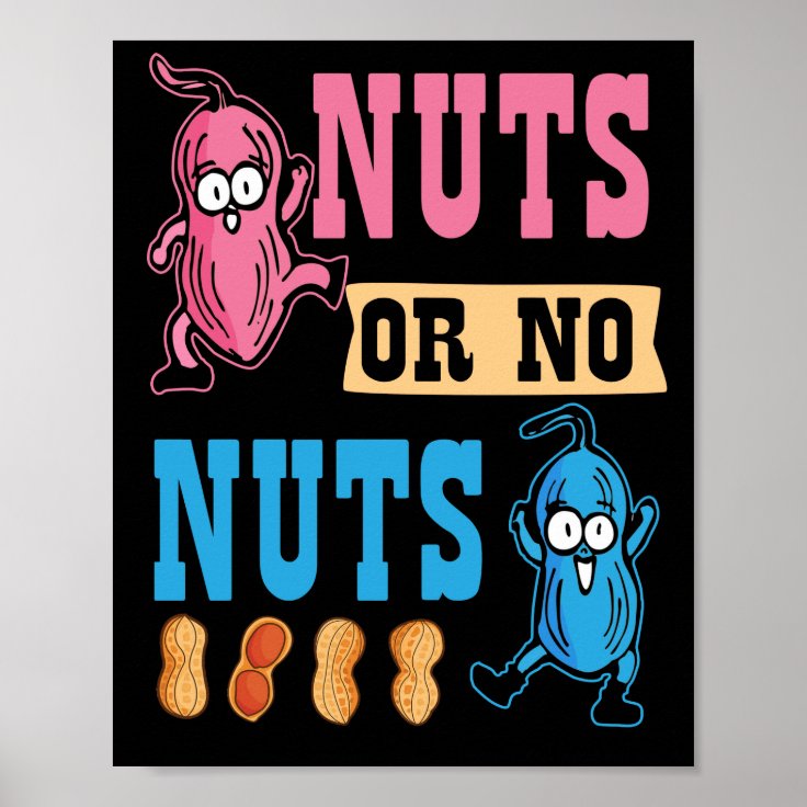 Nuts or No Nuts Baby Gender Reveal Poster | Zazzle