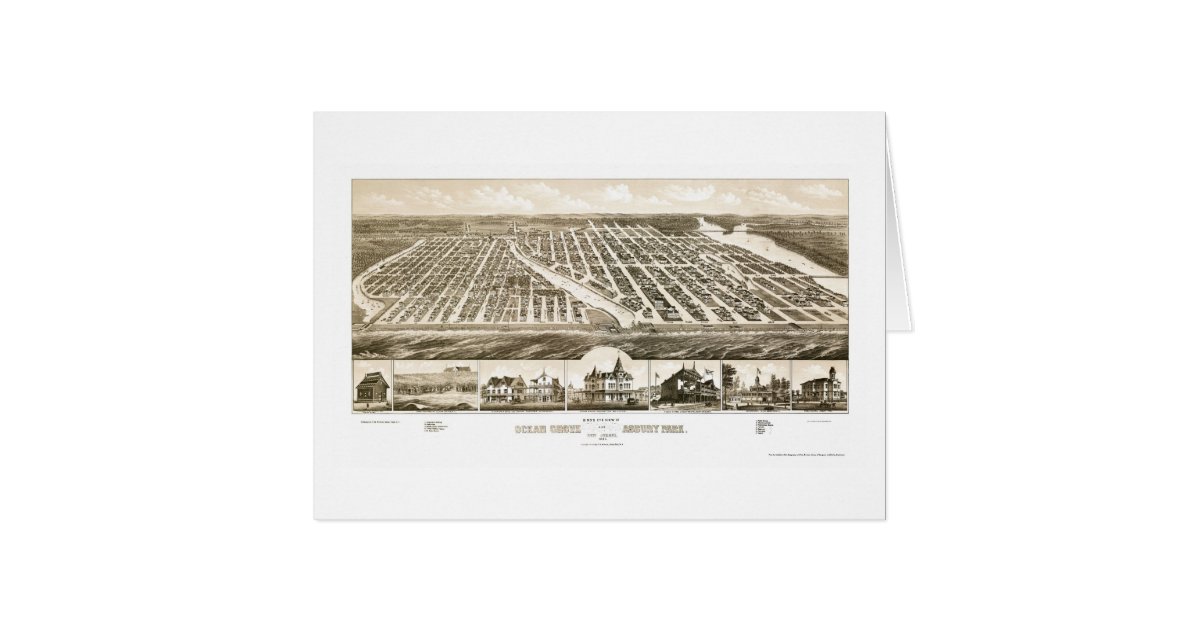 Ocean Grove & Asbury Park, NJ Panoramic Map - 1881 | Zazzle