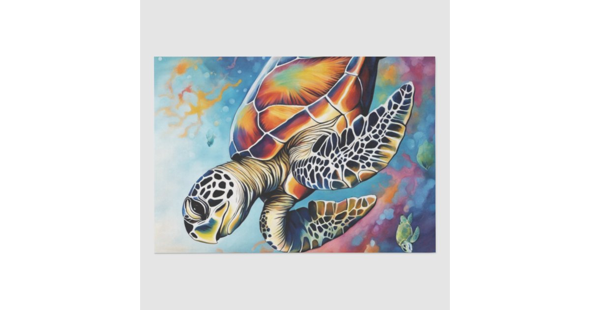 Ocean Palette: Colourful Sea Turtle Decoupage Tissue Paper | Zazzle