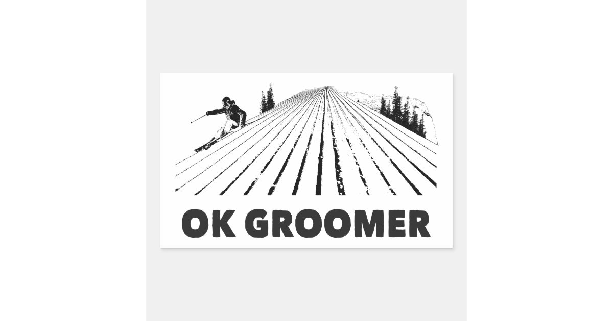 Ok Groomer Skiing Sticker | Zazzle