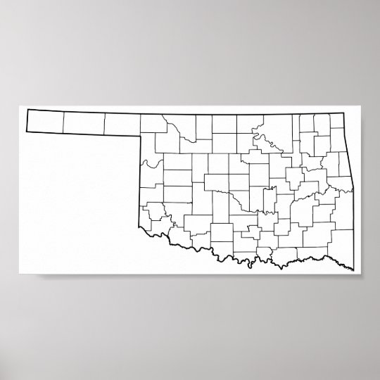 Oklahoma Counties Blank Outline Map Poster | Zazzle.ca