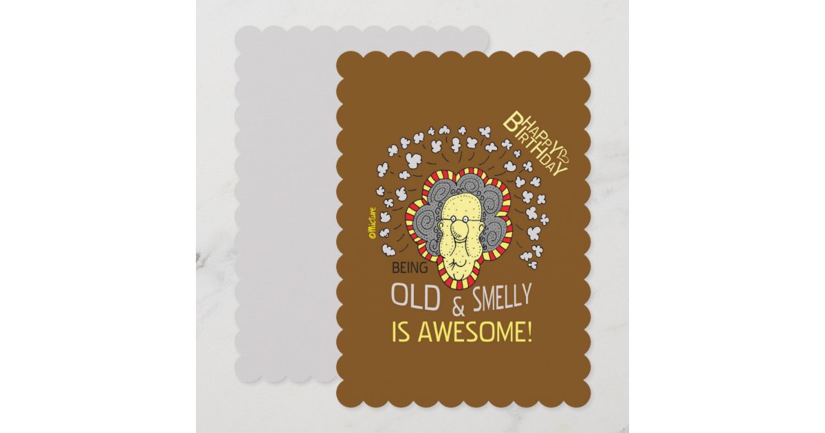 Old and Smelly lady - brown cartoon Birthday Card | Zazzle