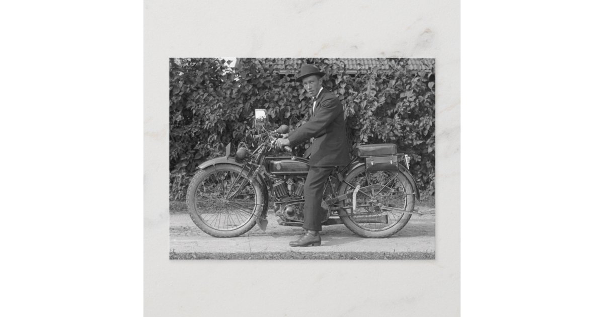 Old motorcycle vintage photo postcard | Zazzle