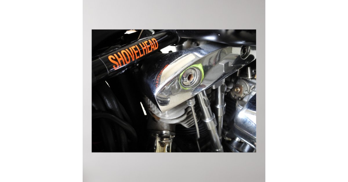 Old School Shovelhead Motorcycle Art Poster | Zazzle