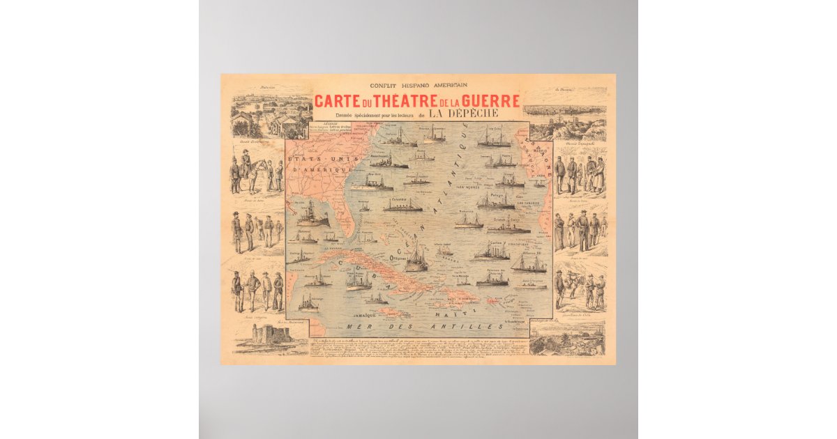 Old Spanish American War Map (1898) Poster | Zazzle