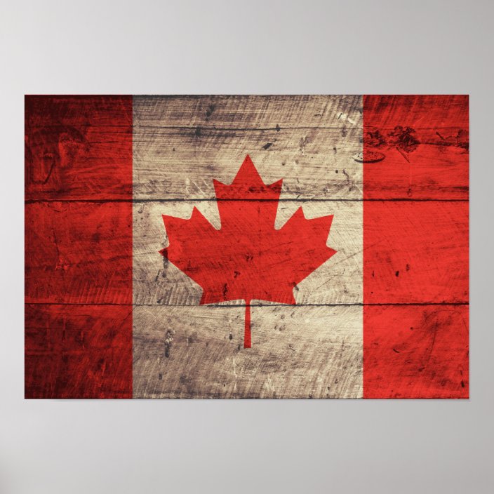 Old Wooden Canadian Flag Poster | Zazzle.ca