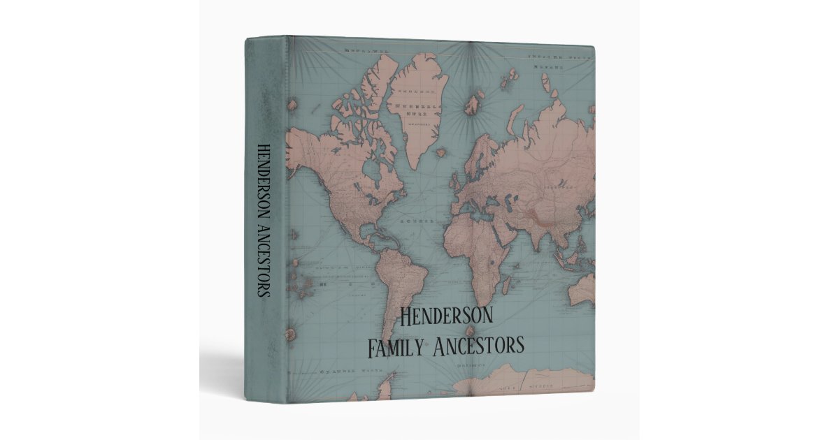 Old World Map Family Tree Genealogy Album Binder | Zazzle