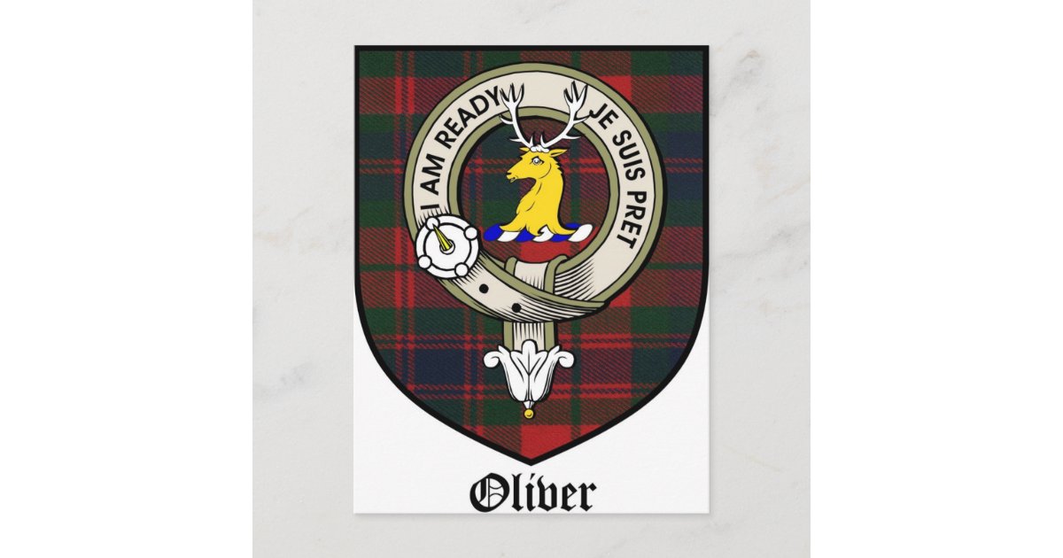 Oliver Clan Crest Badge Tartan Postcard | Zazzle