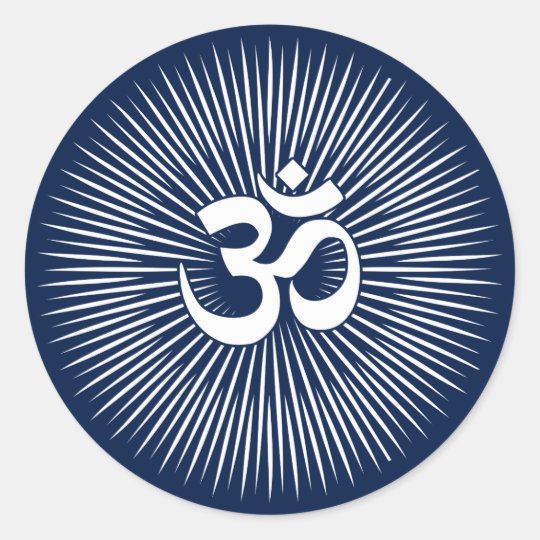 Om Sign White Design Classic Round Sticker | Zazzle.ca
