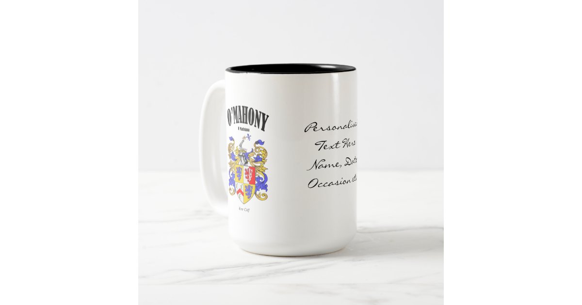 O'Mahony Family Crest, Translation & Meaning Two-Tone Coffee Mug | Zazzle