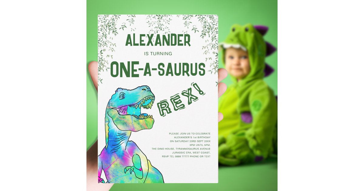 One-A-Saurus Dinosaur 1st Birthday Party Invitation | Zazzle