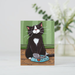 One Happy Kitty - Cat Art Postcard | Zazzle