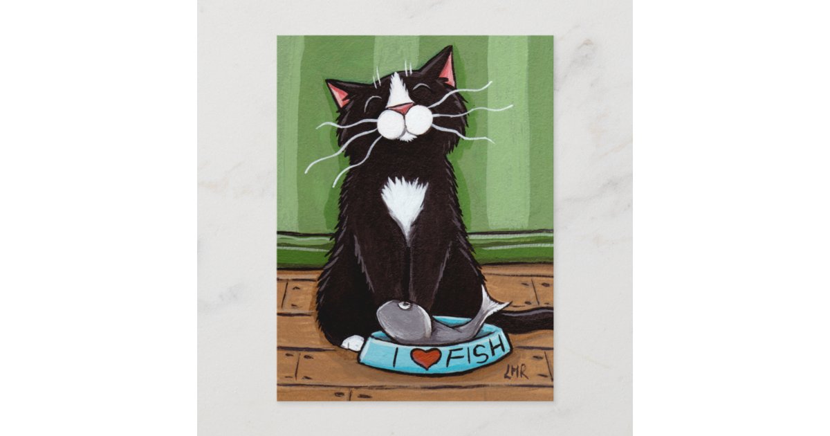 One Happy Kitty - Cat Art Postcard | Zazzle