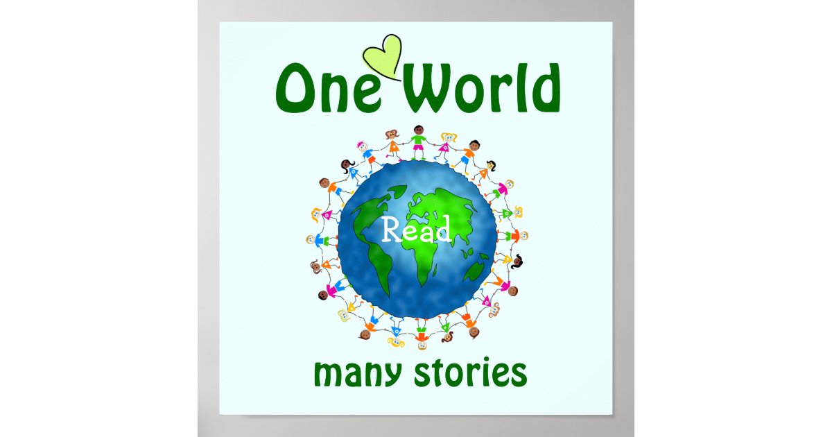 One World Many Stories Literacy Poster | Zazzle.ca