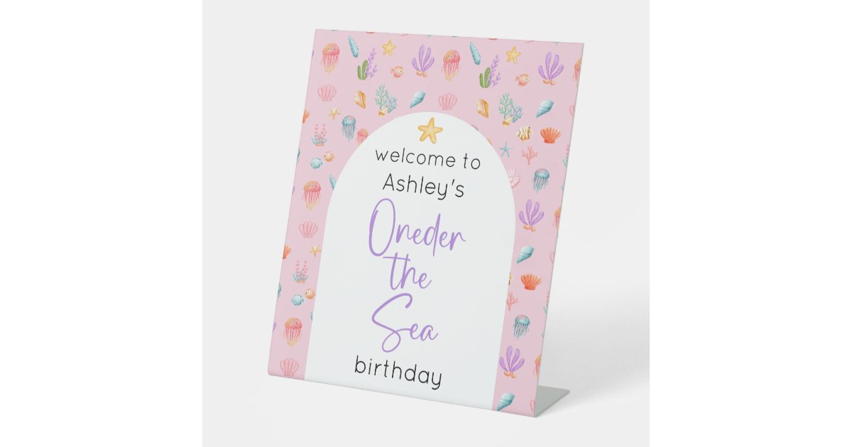 Oneder The Sea Birthday Welcome Pedestal Sign | Zazzle
