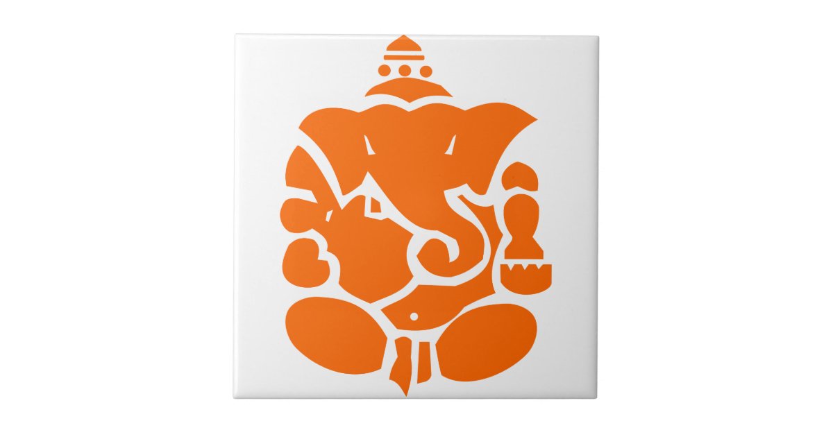 Orange Ganesha Illustration Tile | Zazzle