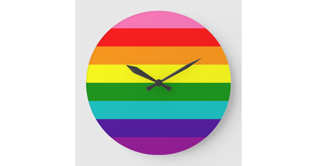 Original 8-Stripe LGBT Gay Pride Rainbow Flag Large Clock | Zazzle