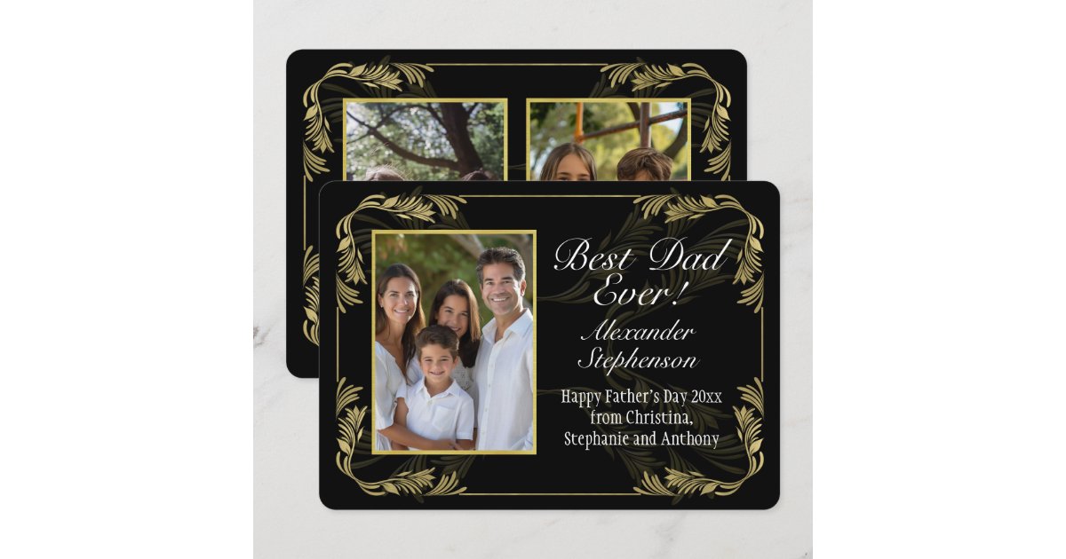Ornate Border Best Dad Ever Fathers Day 3 Photo Card | Zazzle