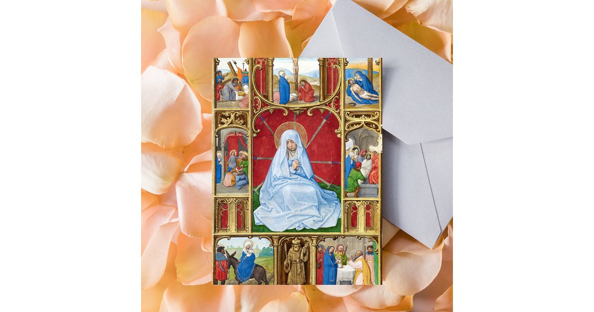 Our Lady of Sorrows Lent Medieval Manuscript Postcard | Zazzle