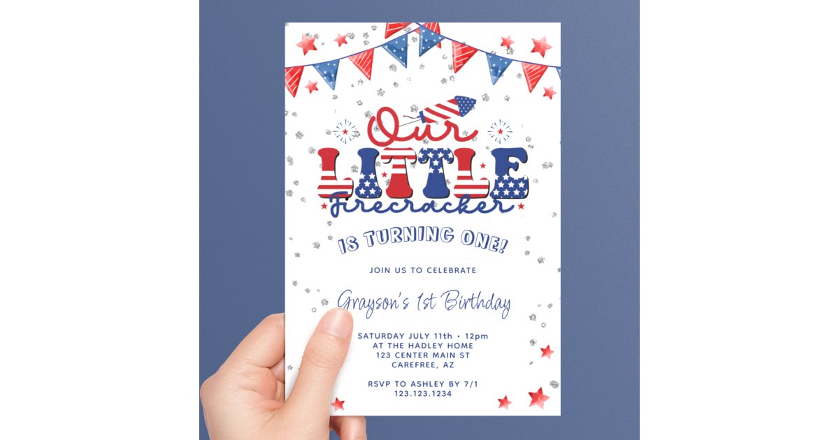 Our Little Firecracker 1st Birthday Invitation | Zazzle