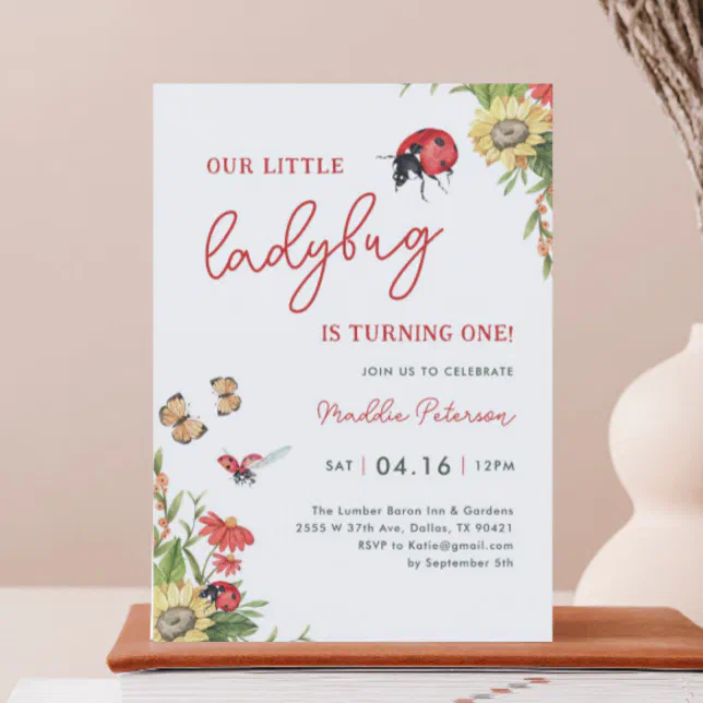 Our Little Lady Girl 1st Birthday Party Invitation | Zazzle