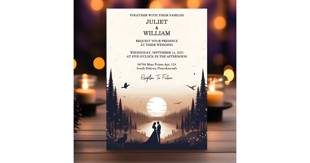 Our Night Sunset Stars Moon Cloud Twilight Wedding Invitation | Zazzle